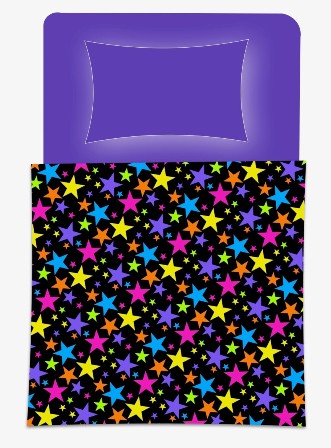 COMFORTER-NEON STARS REVERSIBLE TO PURPLE